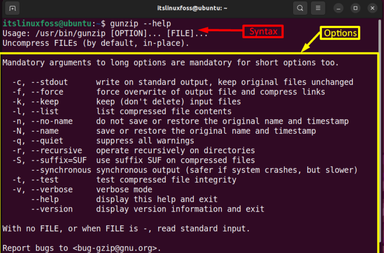 gunzip Command in Linux | Explained – Its Linux FOSS